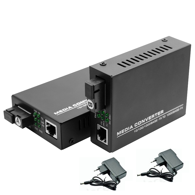 Gigabit media converter 1000 Mbps HTB-GS-03 (2 A & B) fiber optic 20km ...