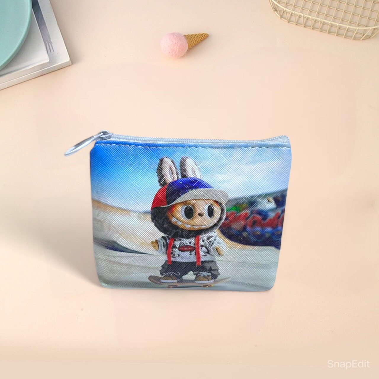 1 piece cute cartoon labubu coin purse can put a lot of money ready to ...
