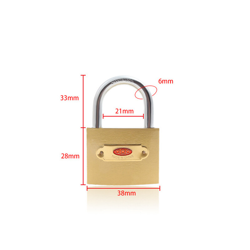 Brass padlock, solid plated steel padlock, durable, firm Lock, three ...